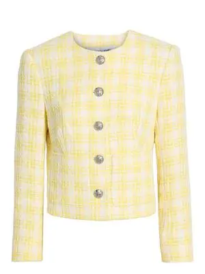 Veronica Beard Nathan Checked Cotton-blend Tweed Jacket - Pastel Yellow