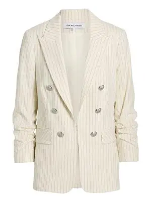 Veronica Beard Beacon Dickey Pinstriped Jacquard Blazer Ivory