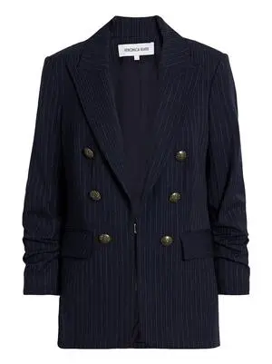Veronica Beard Beacon Dickey Pinstriped Jacquard Blazer Navy