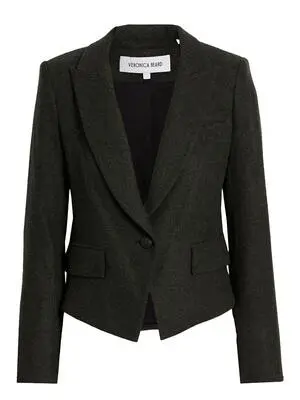 Veronica Beard Hosanna Dickey Herringbone Tweed Blazer - Army Green