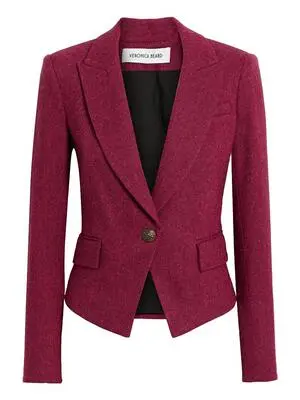 Veronica Beard Hosanna Dickey Herringbone Tweed Blazer - Magenta