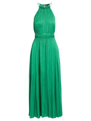 Maje Gathered Satin Maxi Dress - Green