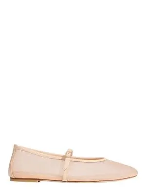 STUART WEITZMAN Bareitall Leather-trimmed Mesh Mary Jane Flats - Neutral