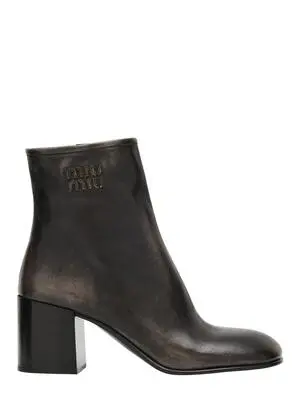Miu Miu Vintage Leather Booties - Nero