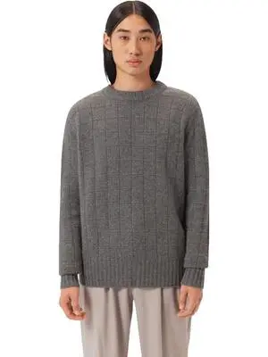 GOBI MONGOLIAN CASHMERE Square-patterned Cashmere Sweater - Dim Gray