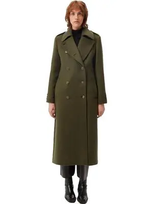 GOBI MONGOLIAN CASHMERE Double-Breasted Cashmere Coat Avocado