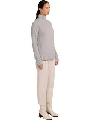 GOBI MONGOLIAN CASHMERE Cut-out Turtleneck Cashmere Sweater - Chateau Gray