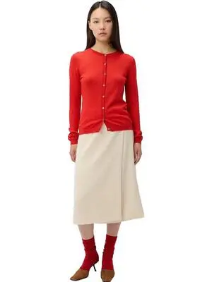GOBI MONGOLIAN CASHMERE Cashmere-silk Crew Neck Cardigan - Red