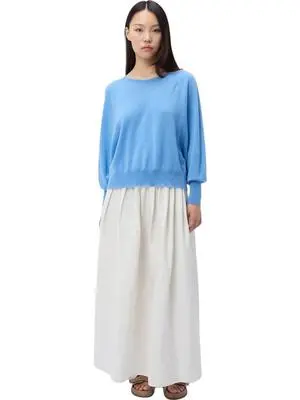 GOBI MONGOLIAN CASHMERE Relaxed Fit Cashmere Crewneck Sweater - Azure Blue