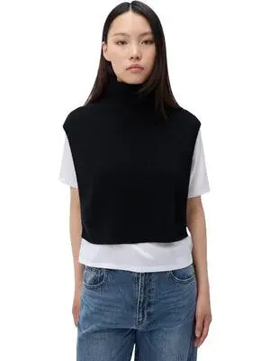 Gobi Cashmere High Neck Cashmere Scarf Shawl - Black