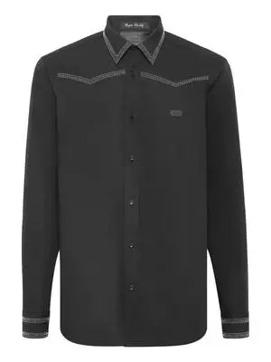 Philipp Plein Stud-embellished Cotton Shirt - Black