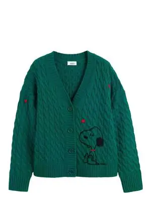 Chinti & Parker X Peanuts Snoopy Cable-knit Cardigan - Green