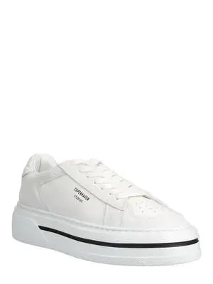 SUMMERY COPENHAGEN Platform Leather And Suede Trainers - White