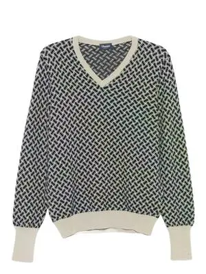 DRUMOHR Geometric-pattern V-neck Sweater - Blue