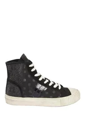 Rhude Paisley-print Crocodile-trimmed High-top Sneakers - Black