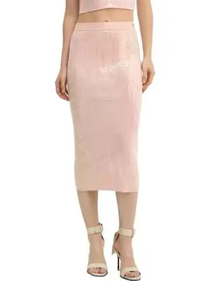 Hugo Sequin-embellished Ribbed Midi Skirt - Pink