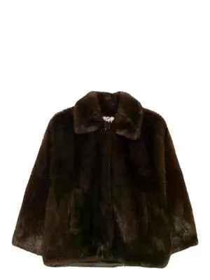 VALENTINI 1972 Faux-fur Collared Jacket - Brown