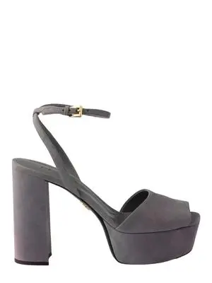 Prada 115mm Buckle-strap Platform Sandals - Grey