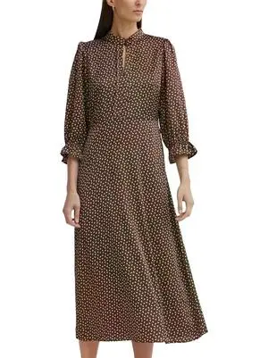 BRUUNS BAZAAR Printed Midi Dress - Brown