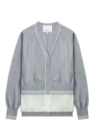 3.1 Phillip Lim Chiffon-trim Wool Cardigan - Grey