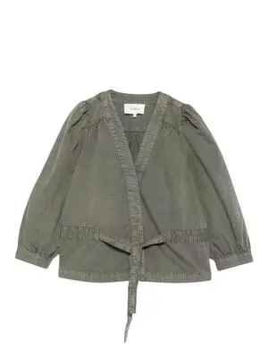 Ba&sh Belted Puff-sleeve Top - Green