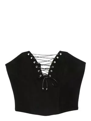 VESTIAIRE D'UN OISEAU LIBRE Lace-up Corset Top - Black