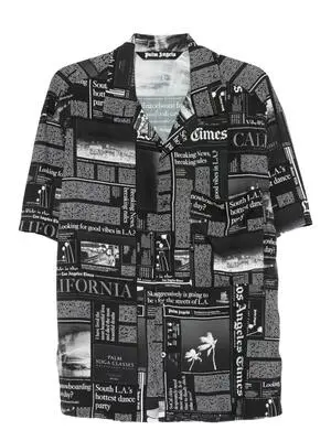 Palm Angels Newspaper-print Shirt - Black