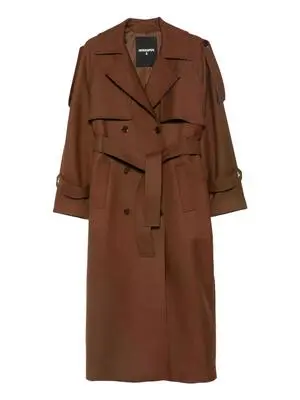 Patrizia Pepe Double-breasted Belted Trench Coat - Brown