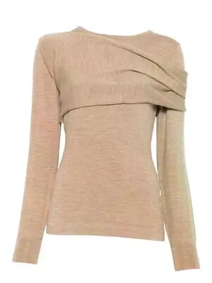 P.a.r.o.s.h Draped-shoulder Sweater - Neutrals