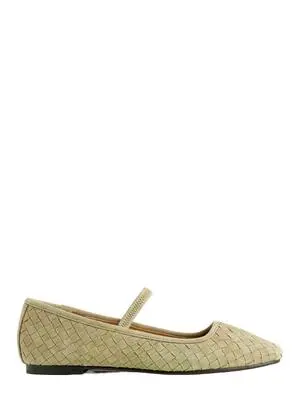 Madewell Madewell Greta Woven Suede Ballet Flats Washed Olive