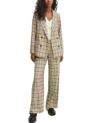 HOSS INTROPIA Checked Double-breasted Blazer - Neutrals