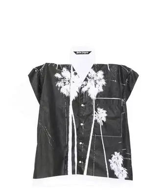 Palm Angels Palm Tree-print Cotton Shirt - White