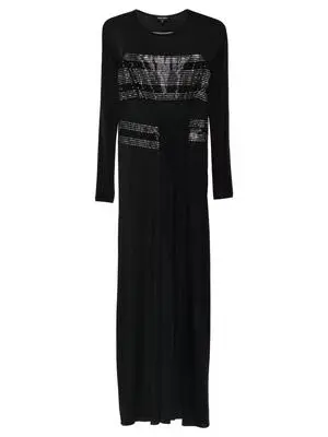 Giorgio Armani Embellished Mesh-panel Midi Dress - Black
