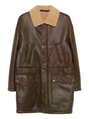 SALVATORE SANTORO Sheepskin Flap-pocket Coat - Brown
