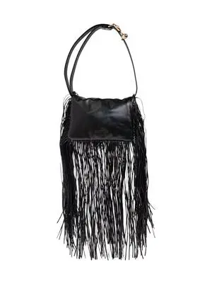 Sportmax Fringed Leather Shoulder Bag - Black