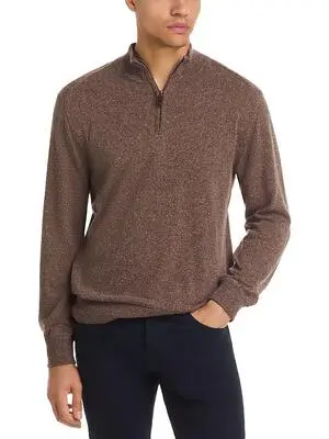 Canali Quarter Zip Donegal Sweater - Brown