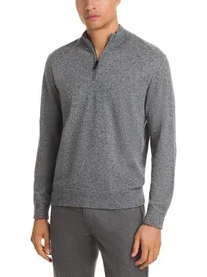 Canali Quarter Zip Donegal Sweater - Grey