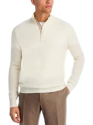Canali Textured Quarter Zip Sweater - Cream