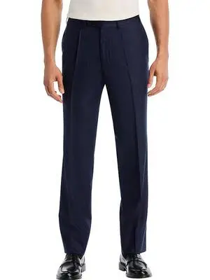 Canali Monza Slim-fit Pleated Wool Flannel Trousers - Navy