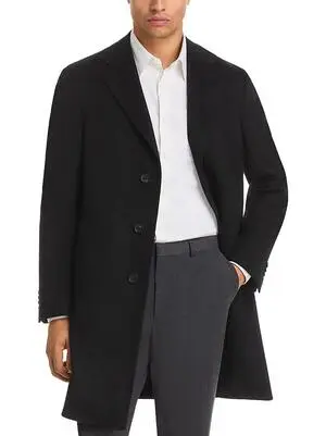 Canali Kei Wool & Cashmere Quilted Lining Top Coat - Black
