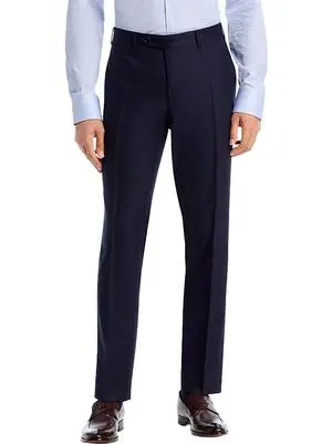 Canali Capri Slim Fit Wool Flannel Trousers - Navy