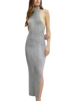 Bardot Ribbed Knit Turtleneck Maxi Dress - Grey