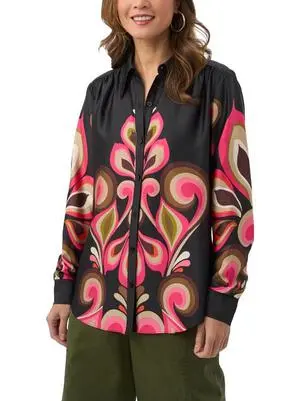 Trina Turk Cassavetes Border Printed Button-up Top - Multi