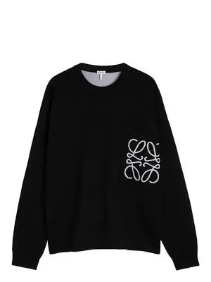 Loewe Logo-intarsia Cotton-blend Sweatshirt - Black And White