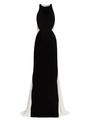Stella McCartney Colour-block Stretch-crepe Gown - Black