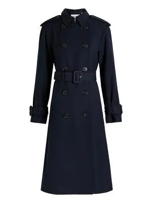 VERONICA BEARD Double-Breasted Twill Trench Coat