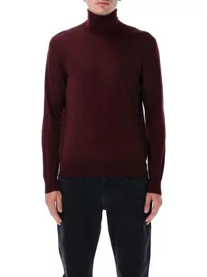 Saint Laurent Fine Wool Turtleneck Sweater - Red