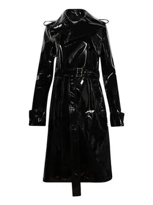 LAQUAN SMITH Patent Leather Trench Coat - Black