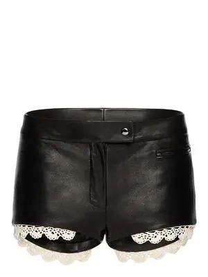 MAGDA BUTRYM Lace Trim Leather Shorts