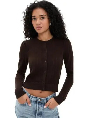 FRAME Pointelle Cashmere Cardigan - Coffee